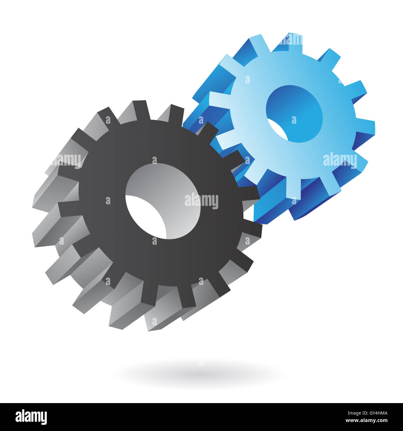3d blue and black cogs on white background Stock Photo - Alamy