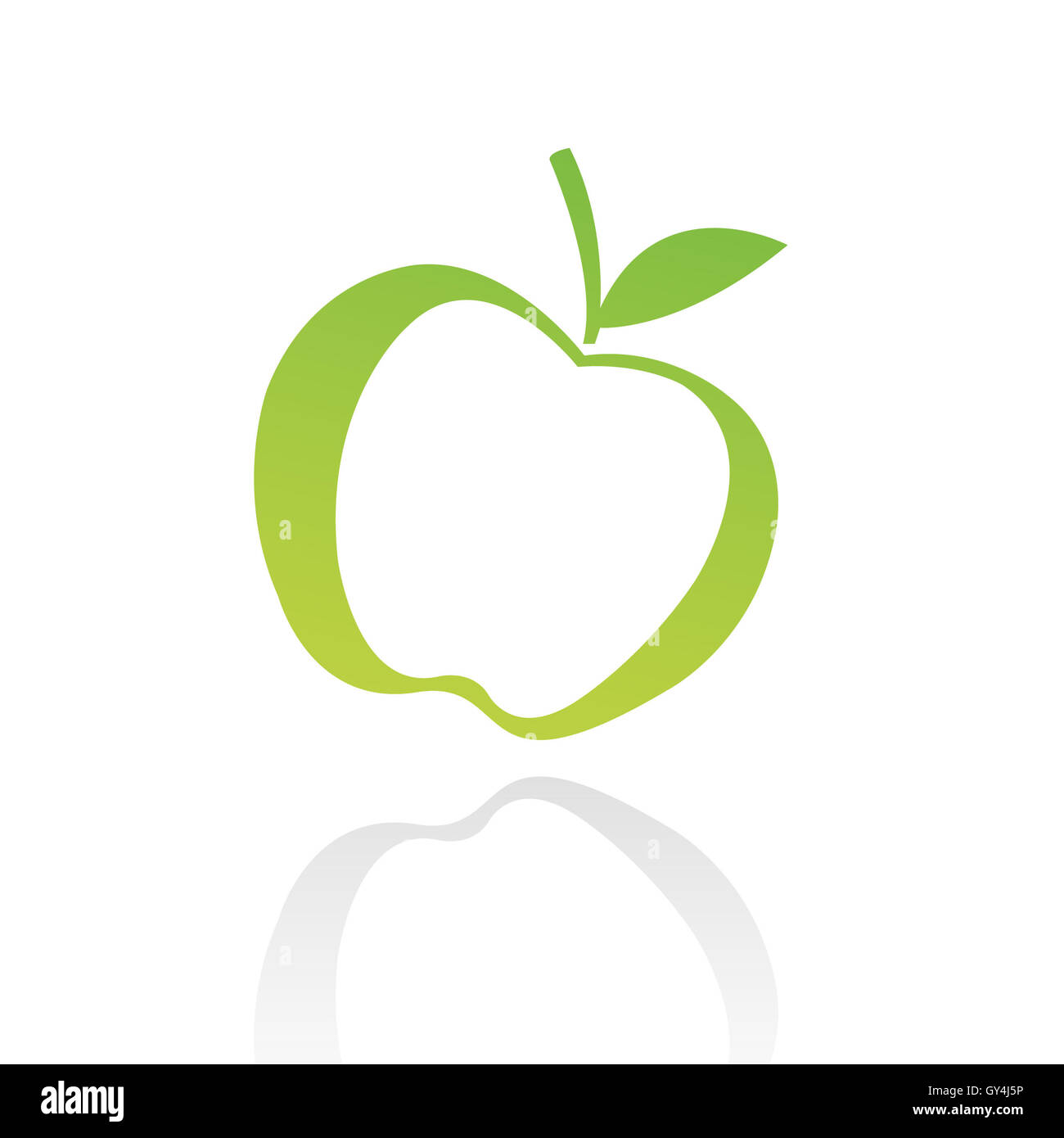 Green line art apple isolated on white Stock Photo - Alamy