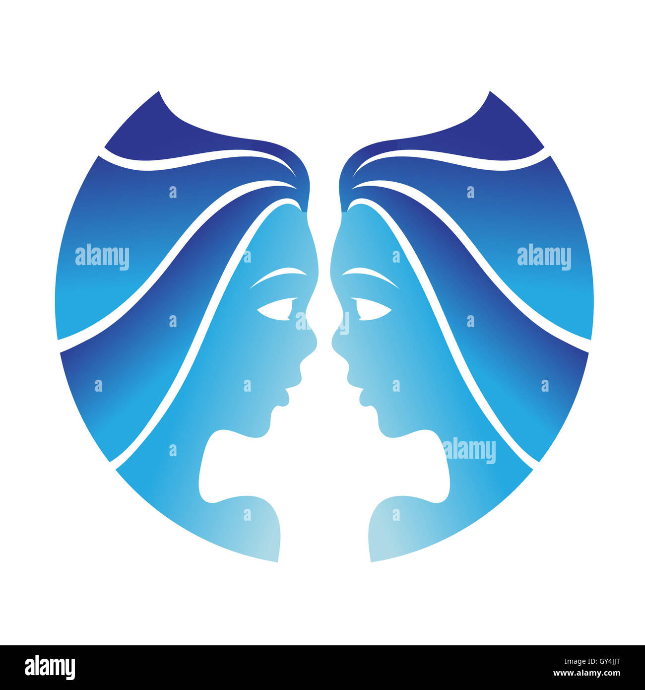 Zodiacs blue gemini isolated on white Stock Photo - Alamy