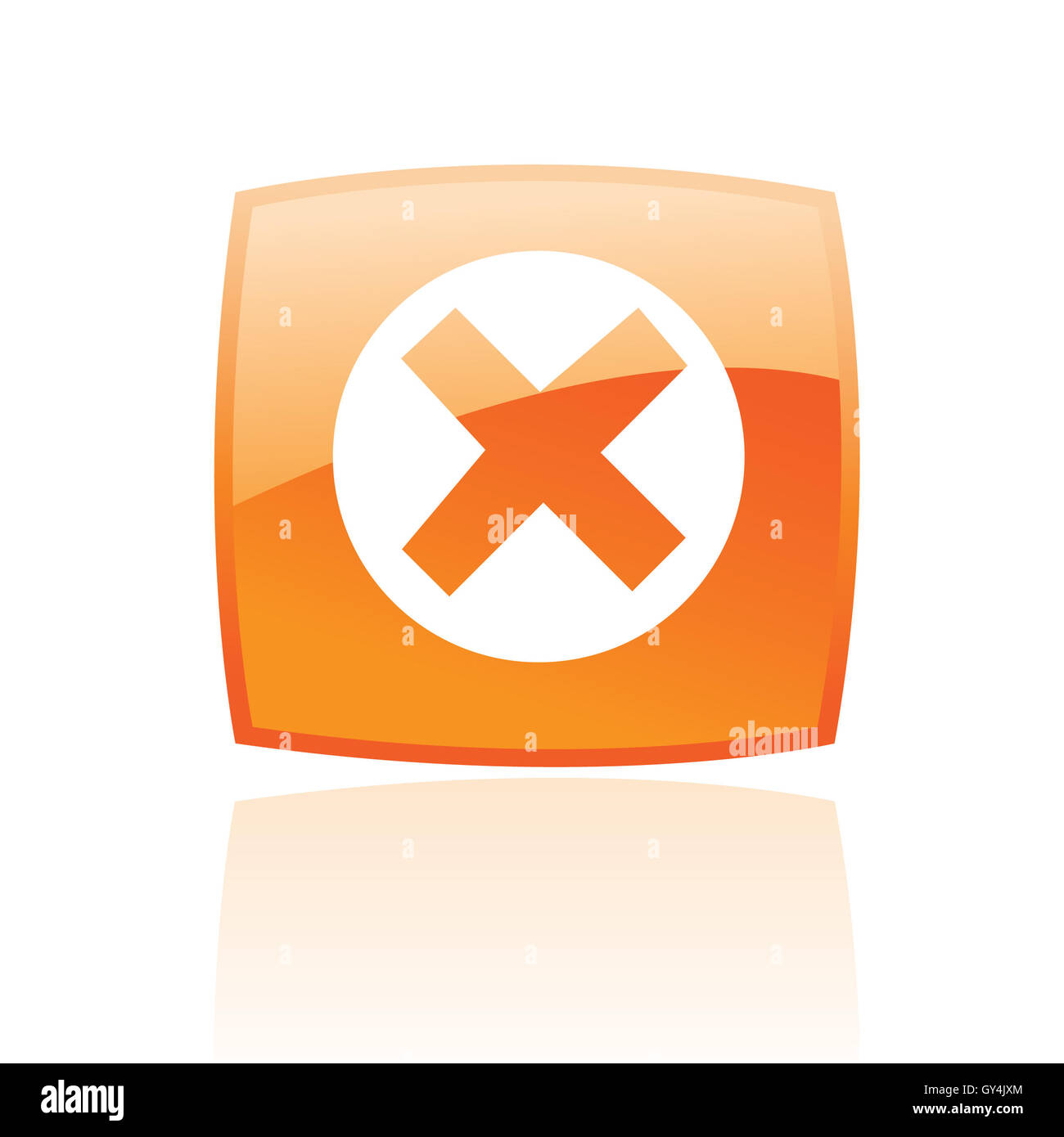 Orange glossy error isolated on white Stock Photo - Alamy