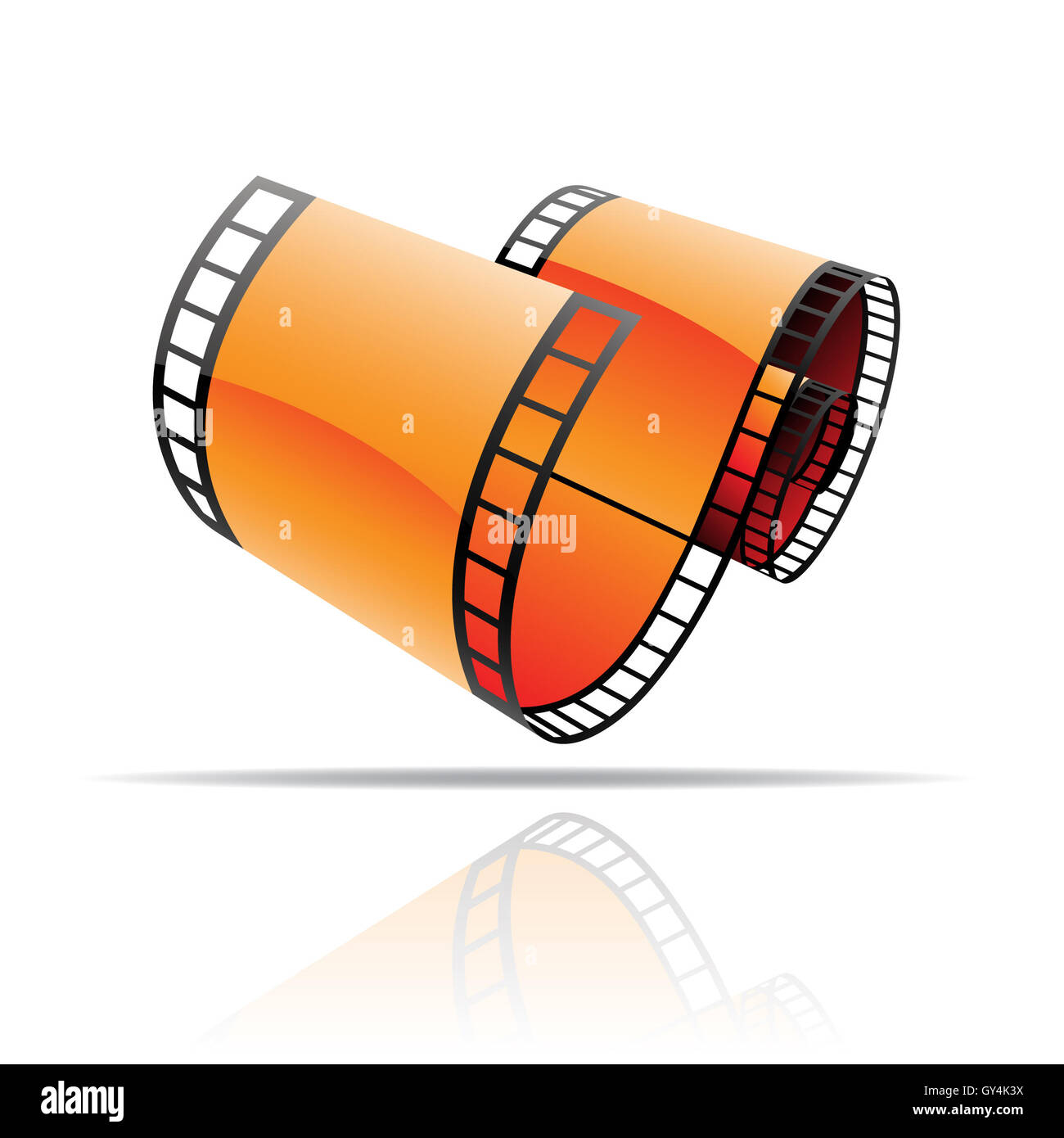 Orange film reel isolated on white Stock Photo - Alamy