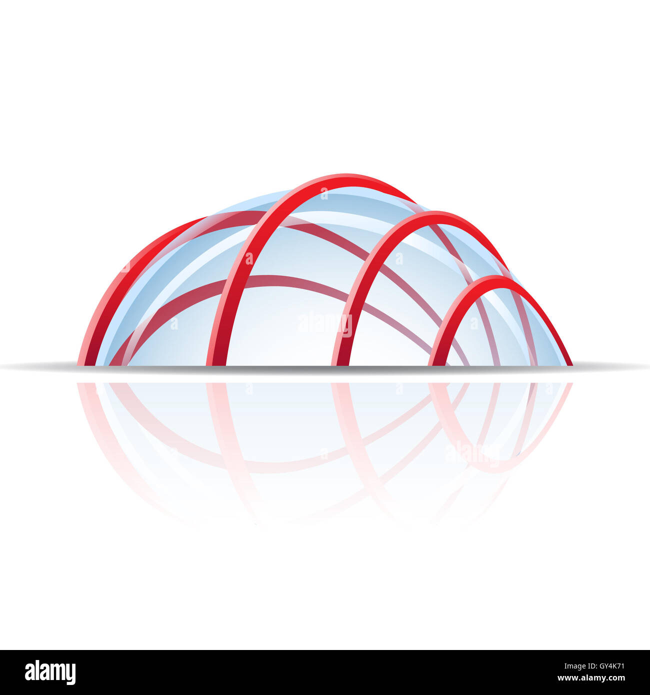 Glass dome with red lines isolated on white Stock Photo - Alamy