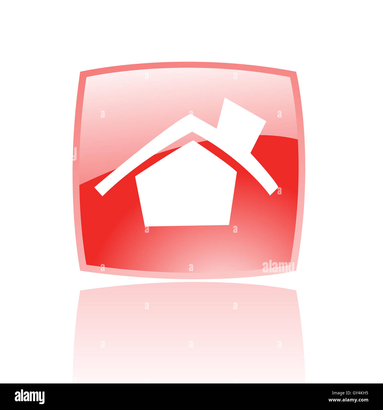 Glossy home in red button isolated on white Stock Photo - Alamy