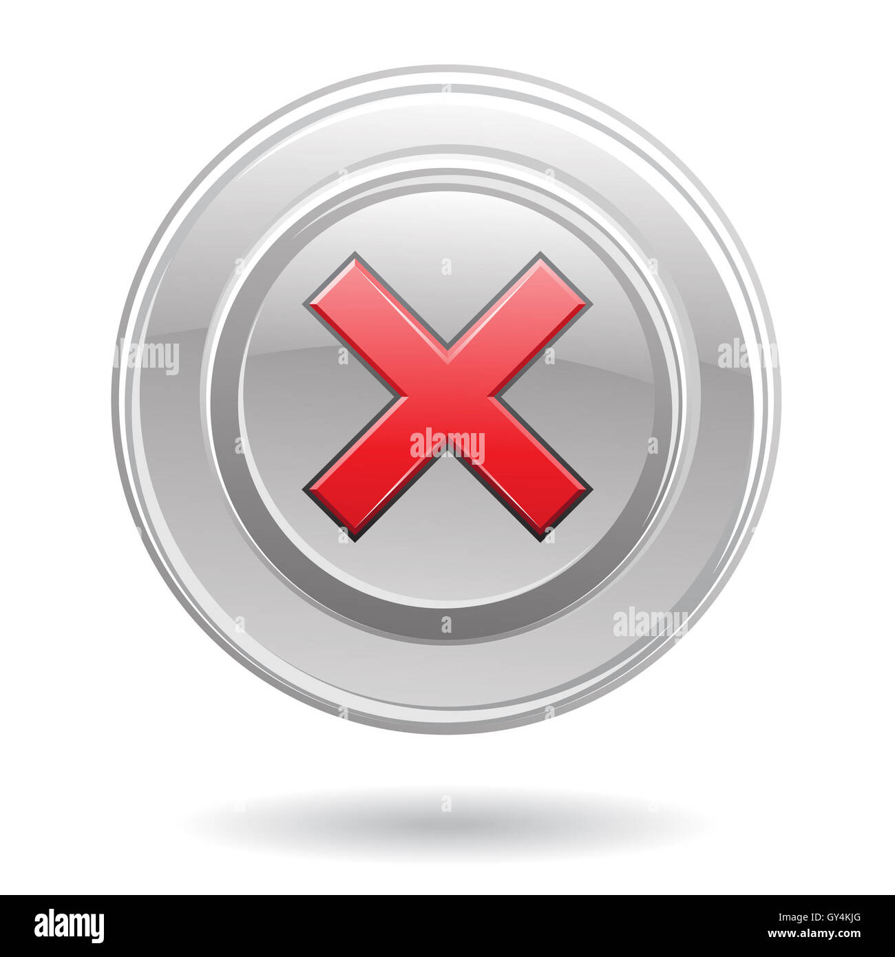 Red error sign in metallic button isolated on white Stock Photo - Alamy