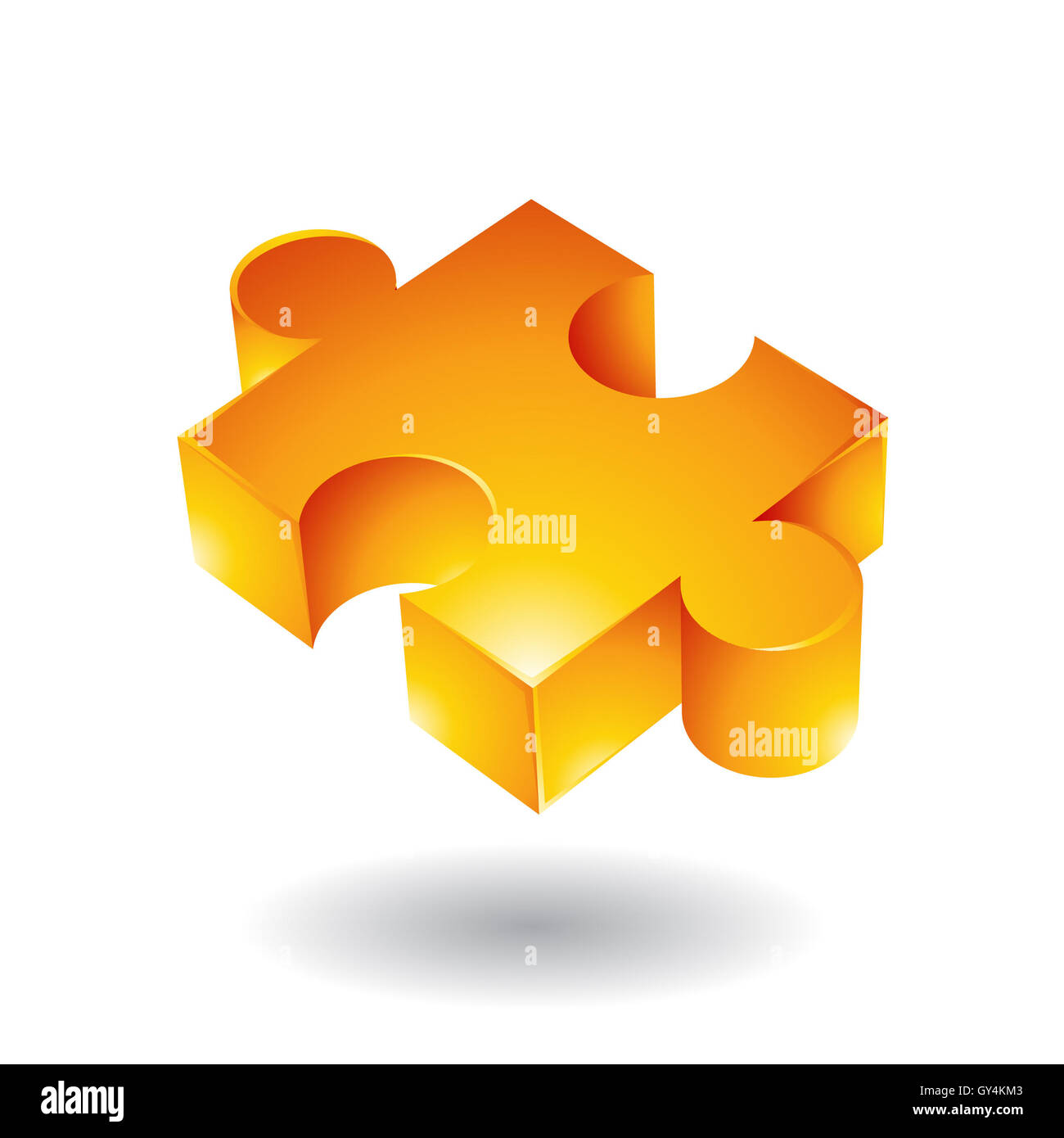 Glossy yellow jigsaw isolated on white Stock Photo - Alamy