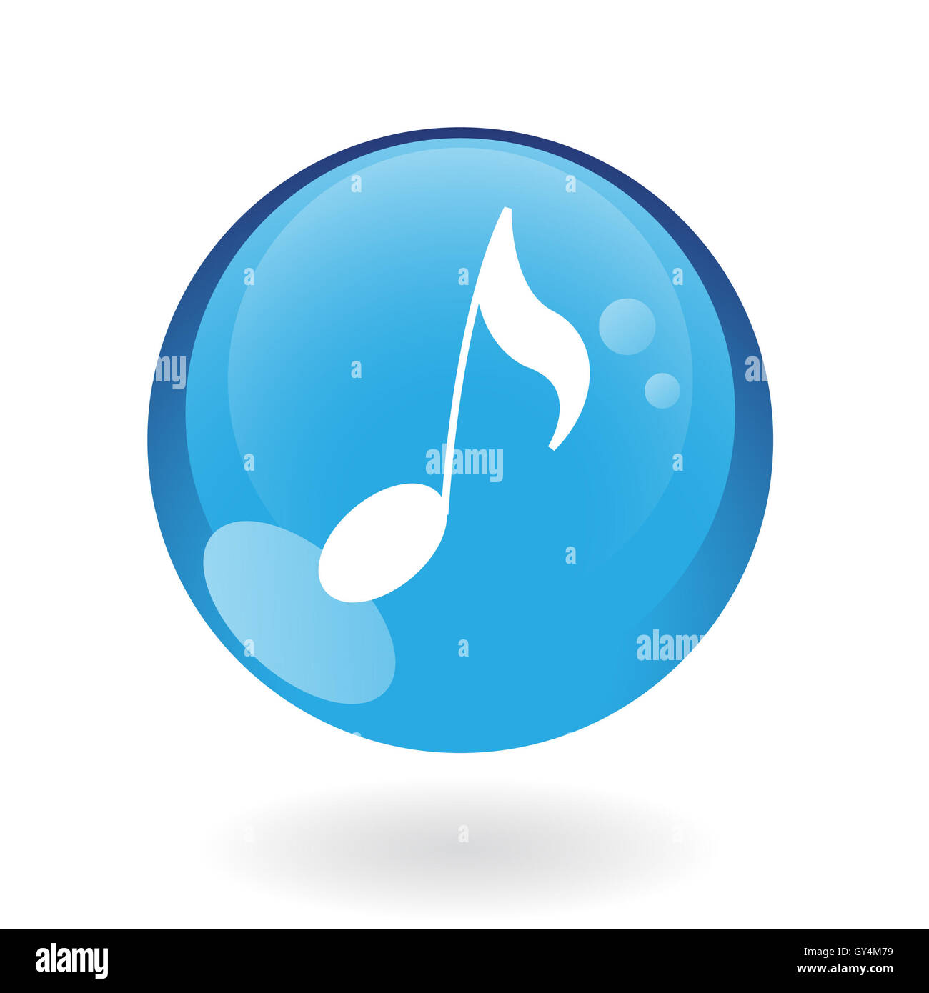 Glossy musical note in blue button isolated on white Stock Photo - Alamy