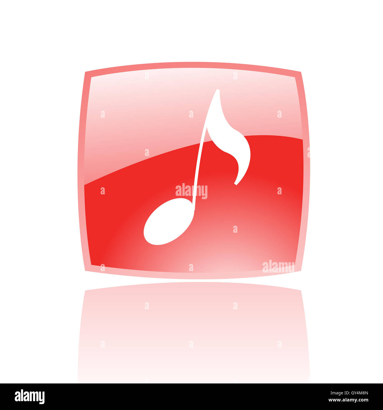 Glossy musical note in red button isolated on white Stock Photo - Alamy