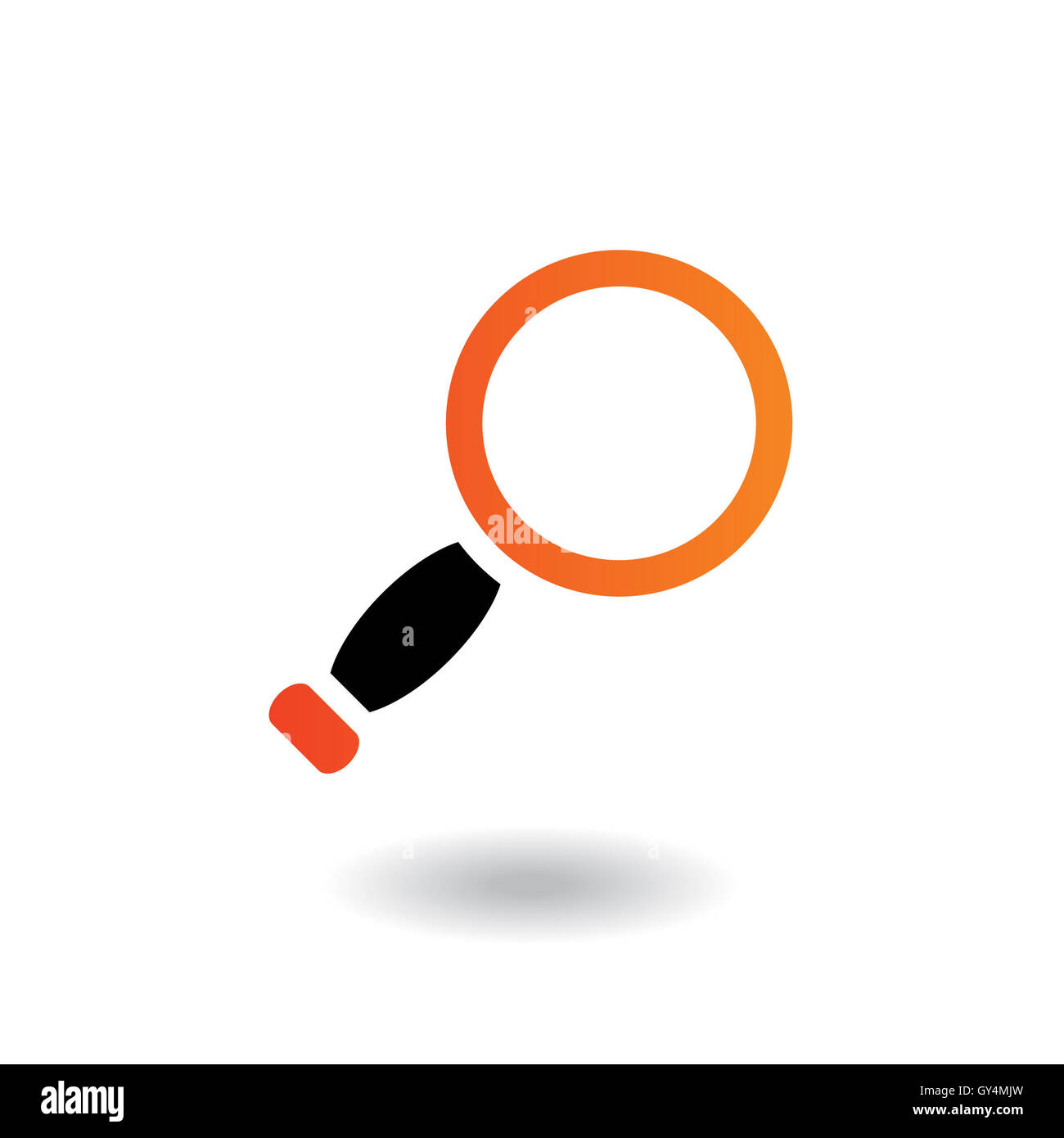 Orange and black magnifier isolated on white Stock Photo - Alamy