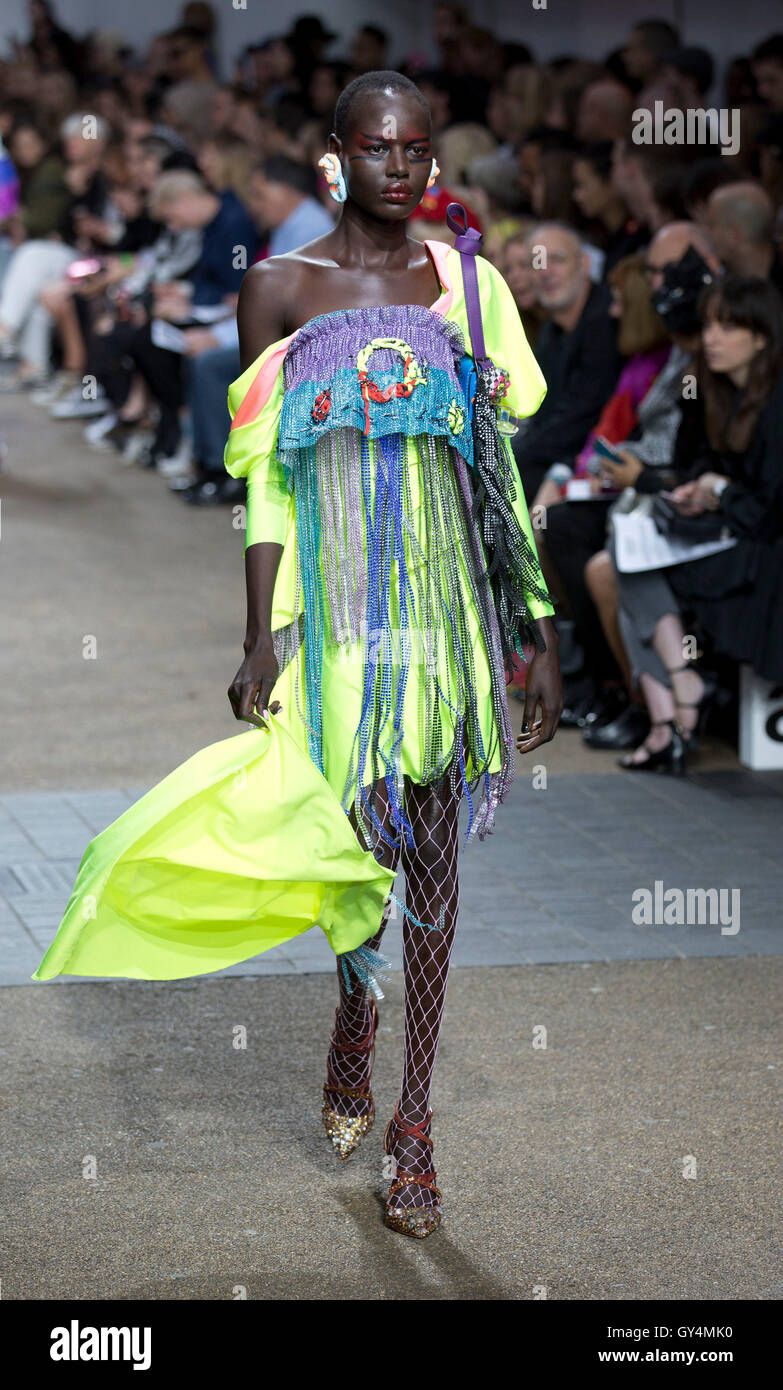 Models on the catwalk during the Fashion East Spring/ Summer 2017 ...