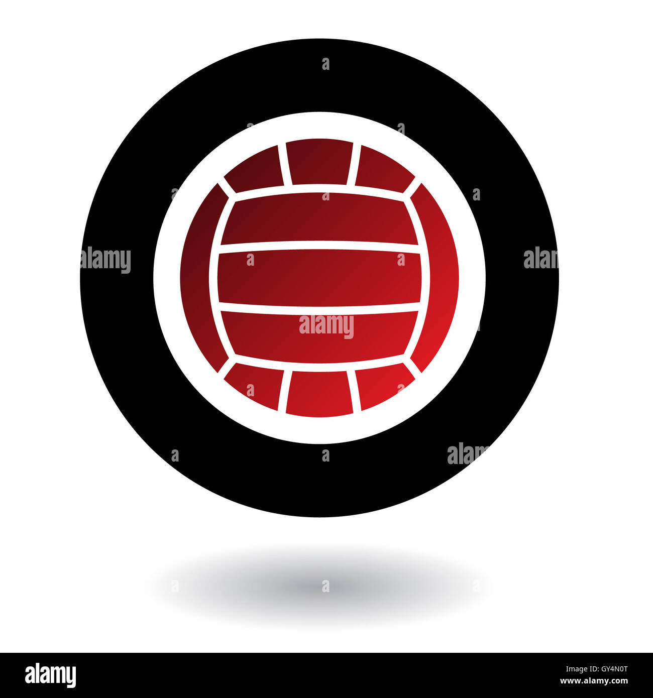 Red volleyball in black circle isolated on white Stock Photo - Alamy