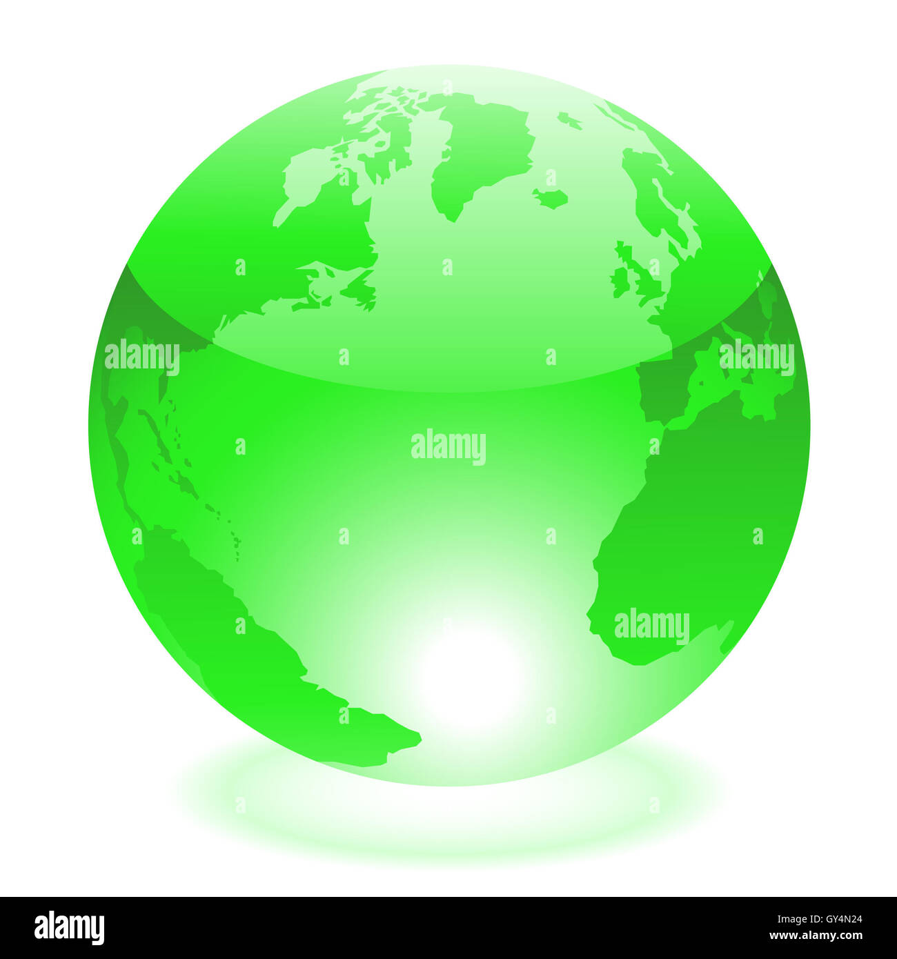 Glossy green world isolated on white Stock Photo - Alamy