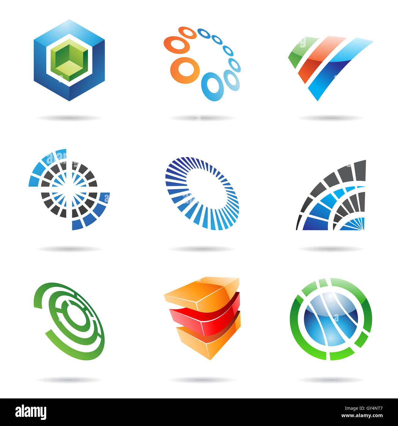 Various colorful abstract icons isolated on a white background Stock ...