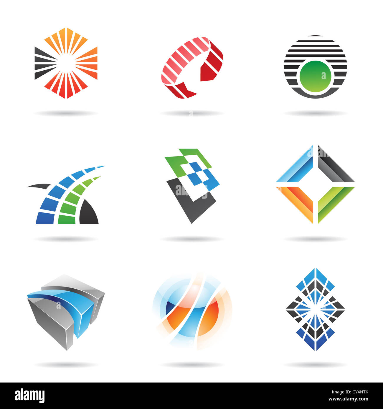 Various colorful abstract icons isolated on a white background Stock ...