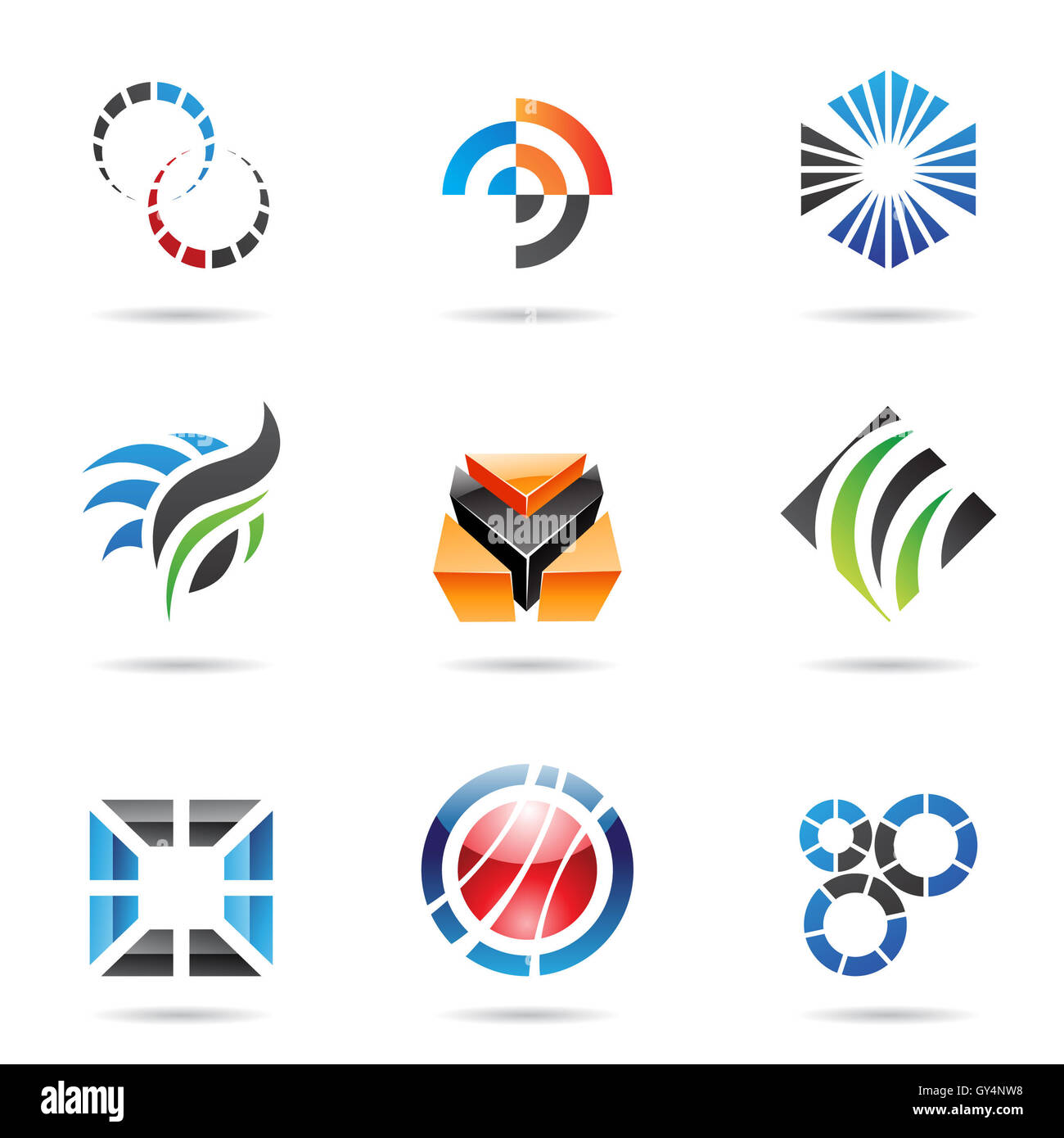 Various colorful abstract icons isolated on a white background Stock ...