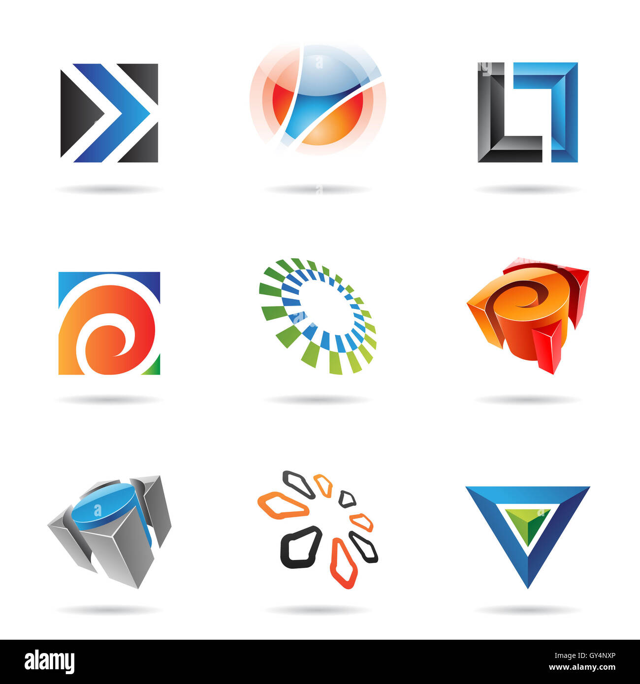 Various colorful abstract icons isolated on a white background Stock ...