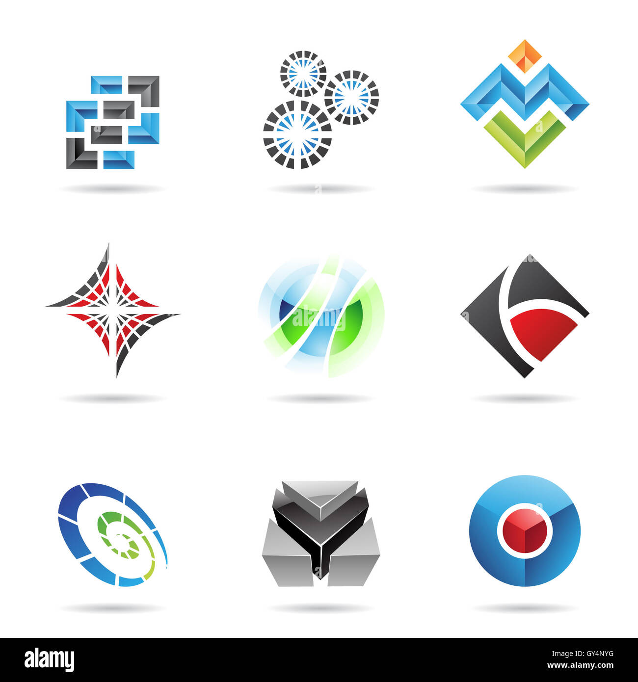 Various colorful abstract icons isolated on a white background Stock ...