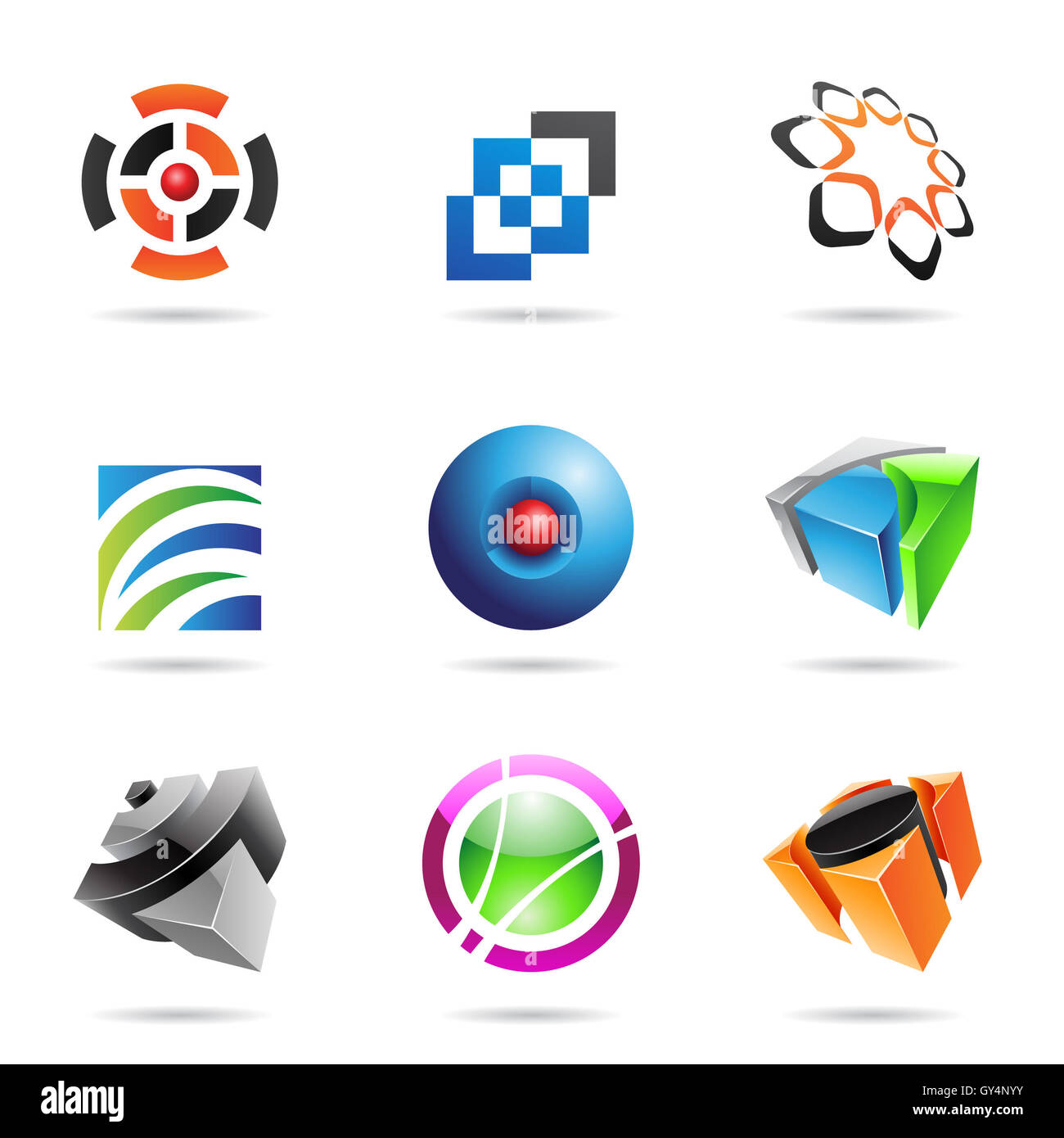 Various colorful abstract icons isolated on a white background Stock ...