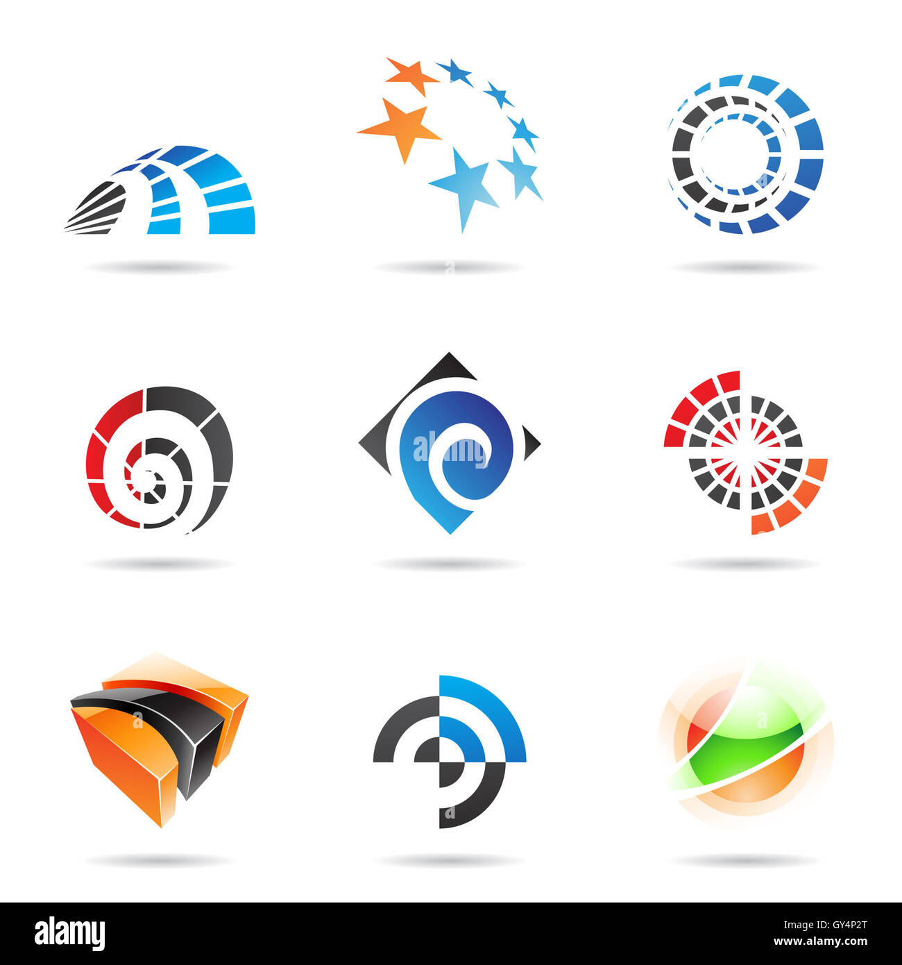 Various colorful abstract icons isolated on a white background Stock ...