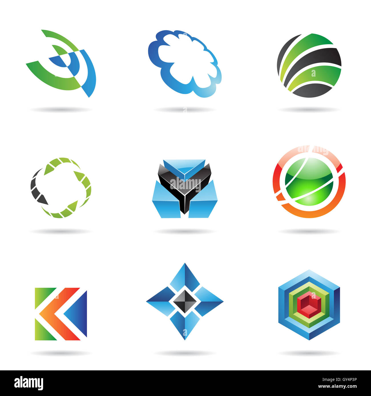 Various colorful abstract icons isolated on a white background Stock ...