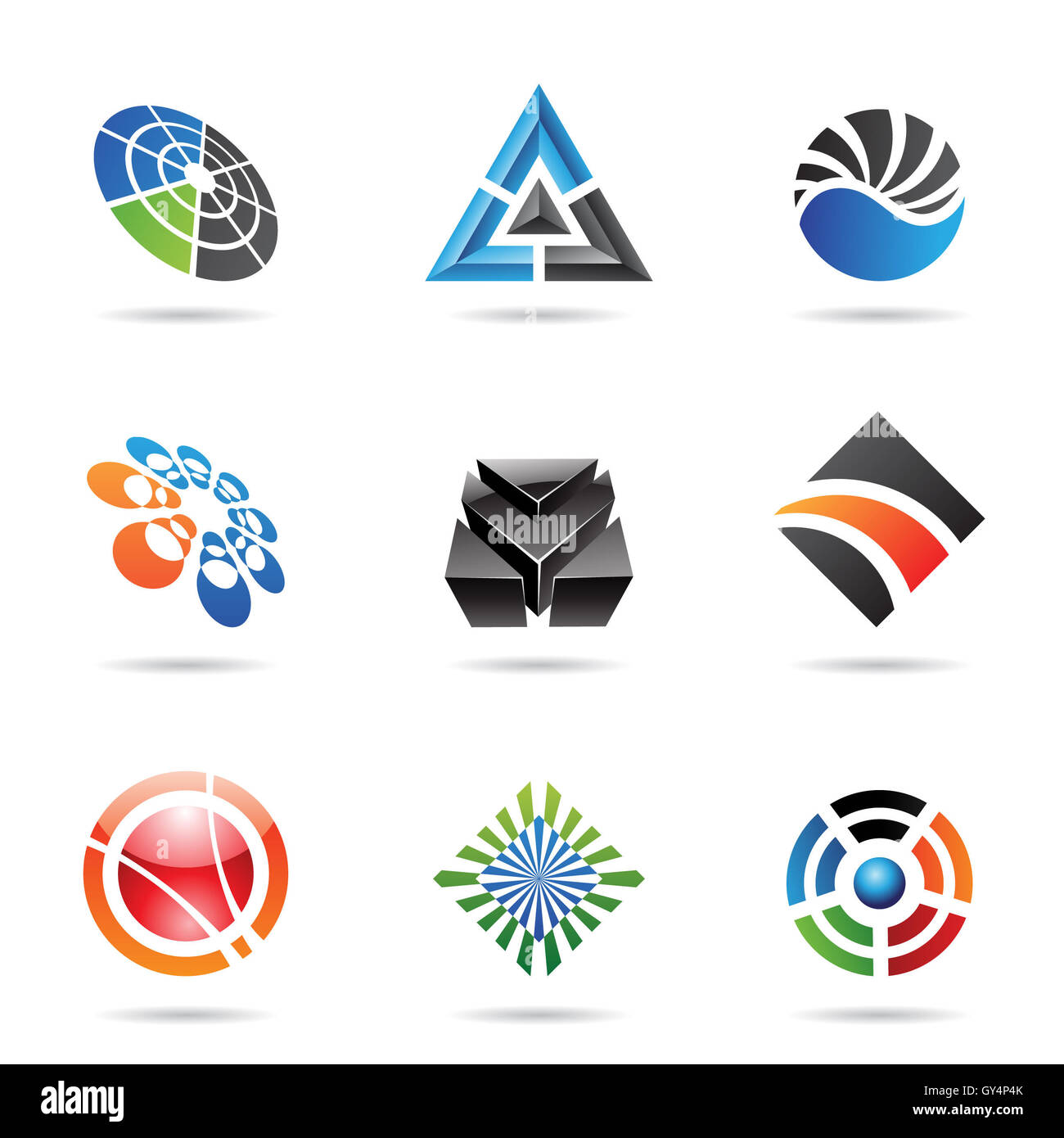 Various colorful abstract icons isolated on a white background Stock ...