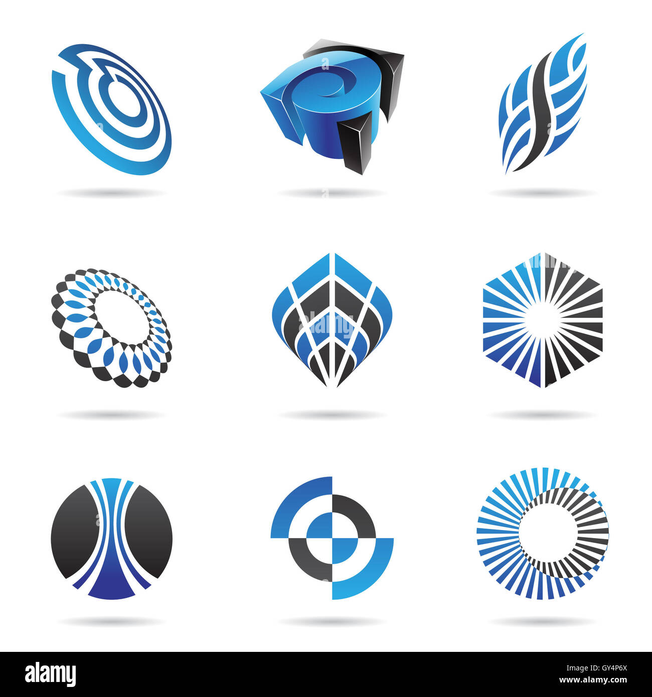 Various blue abstract icons isolated on a white background Stock Photo ...