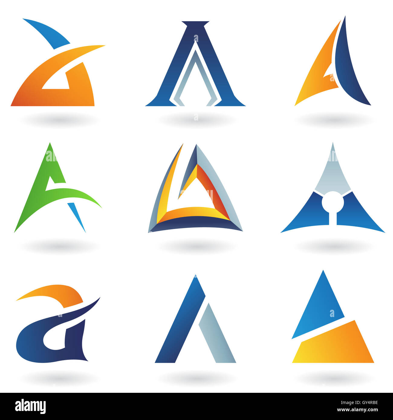 Vector illustration of abstract icons based on the letter A Stock Photo ...