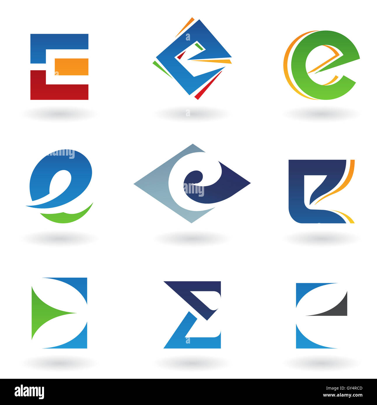 Vector illustration of abstract icons based on the letter E Stock Photo ...