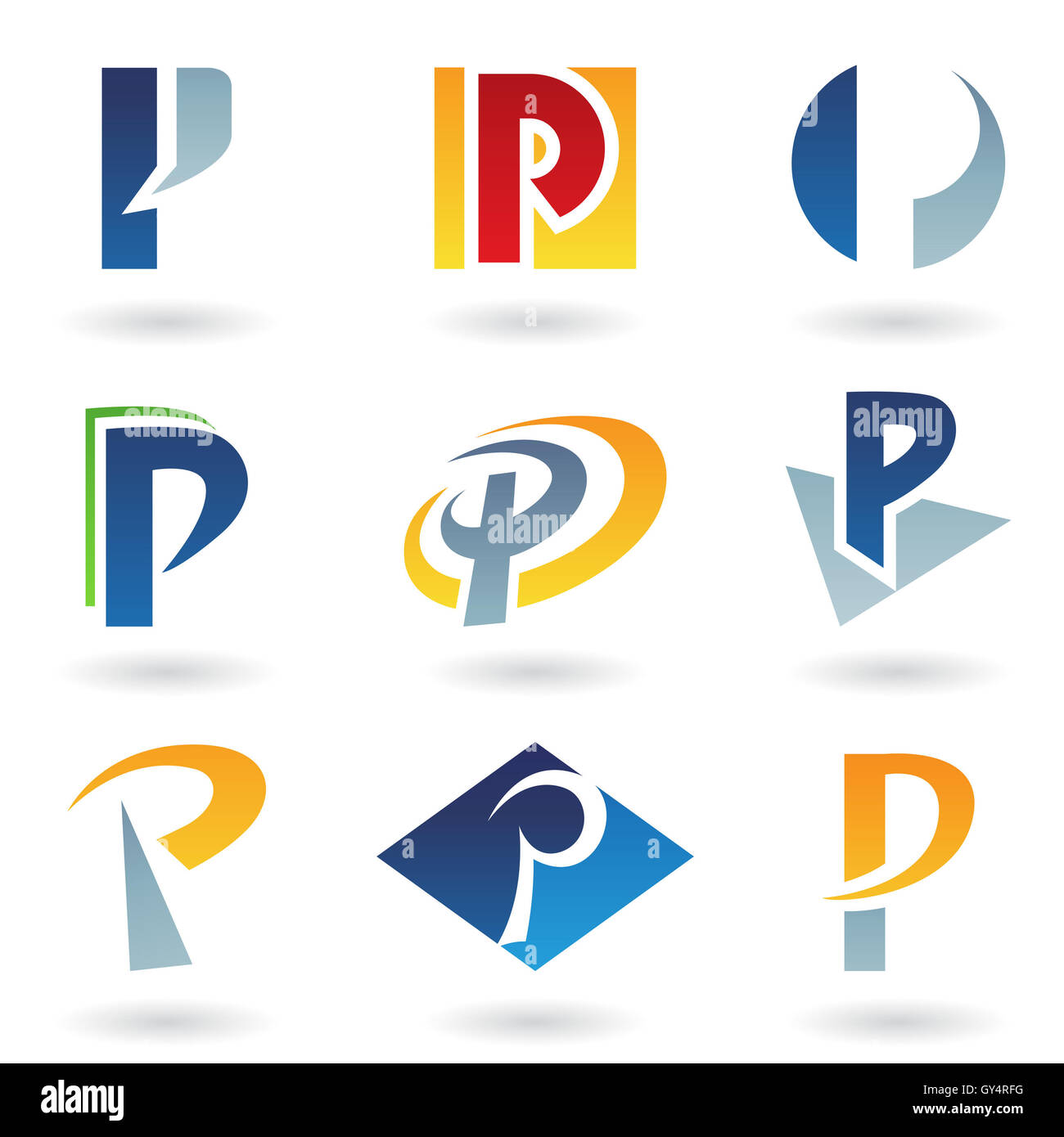 Vector illustration of abstract icons based on the letter P Stock Photo ...