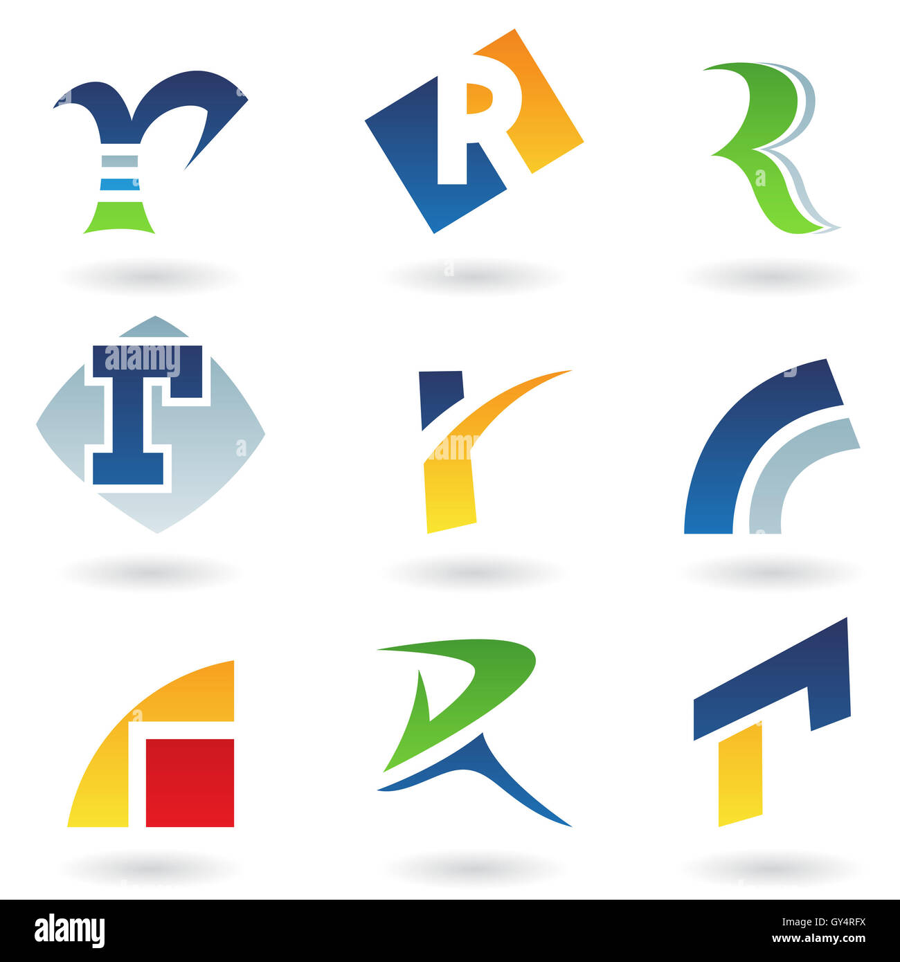 Vector illustration of abstract icons based on the letter R Stock Photo ...