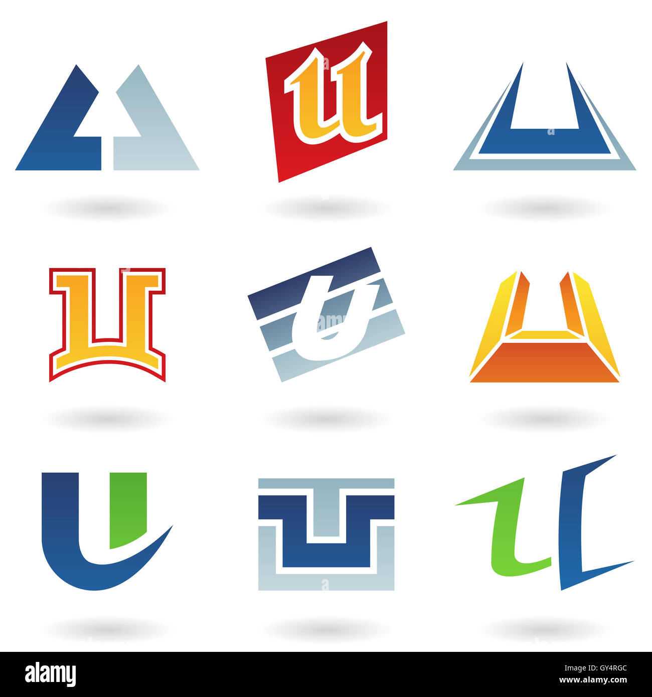 Vector illustration of abstract icons based on the letter U Stock Photo ...