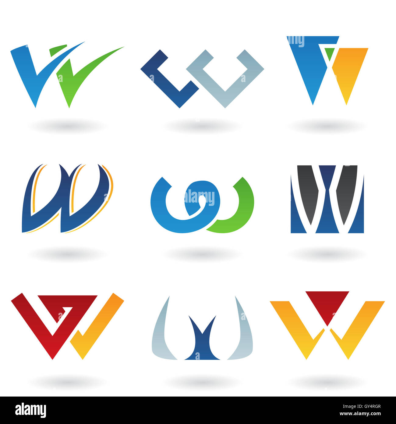 Vector illustration of abstract icons based on the letter W Stock Photo ...