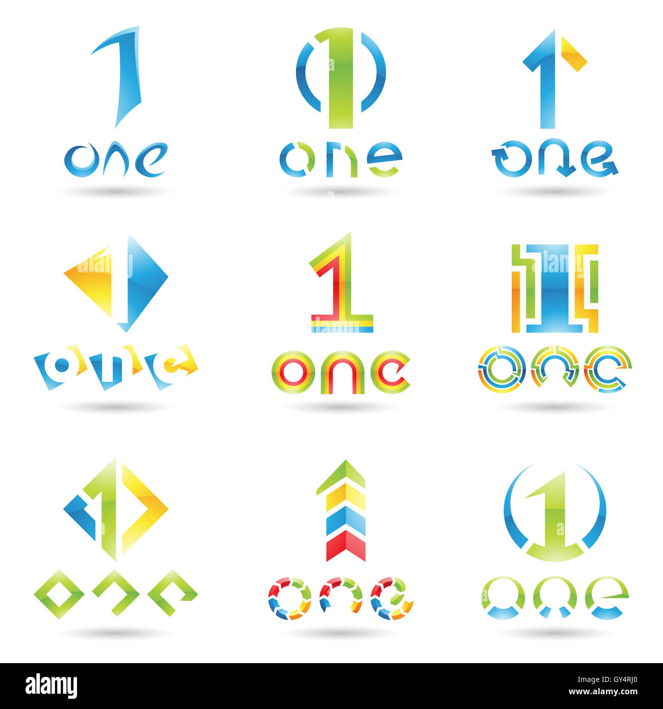 Vector illustration of Icons for number one isolated on white ...