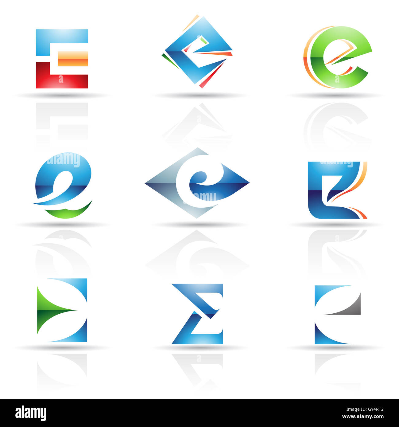 Vector illustration of abstract icons based on the letter E Stock Photo ...