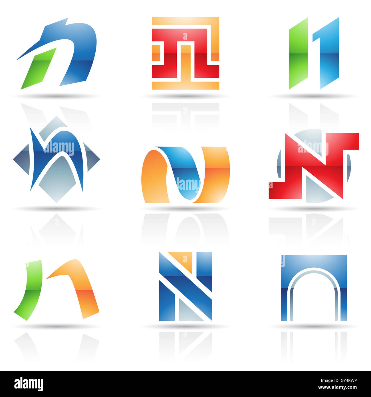 Vector illustration of abstract icons based on the letter N Stock Photo ...