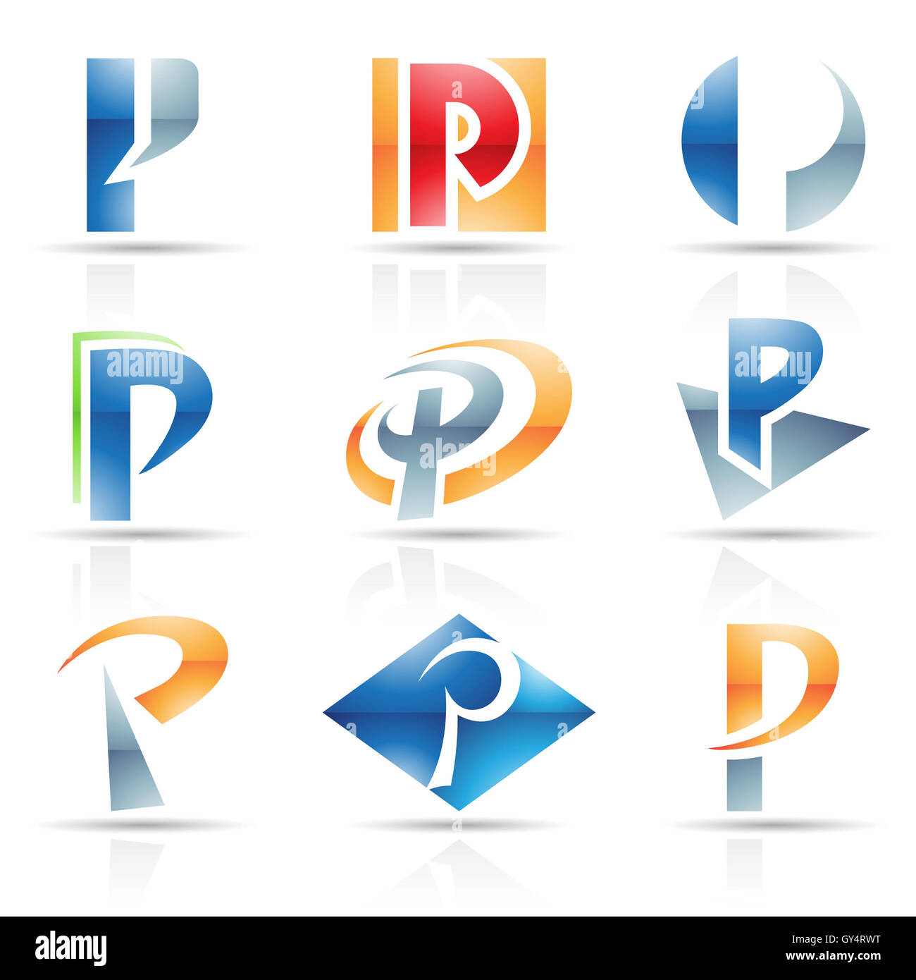 Vector illustration of abstract icons based on the letter P Stock Photo ...