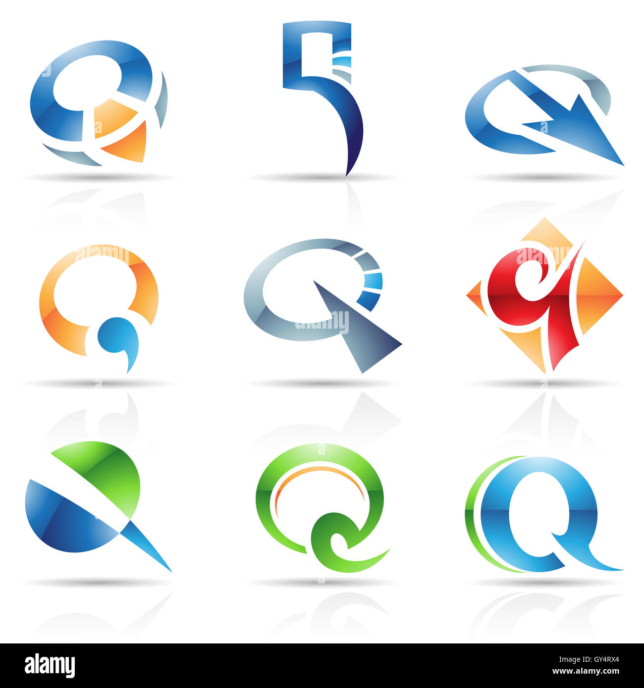 Vector illustration of abstract icons based on the letter Q Stock Photo ...