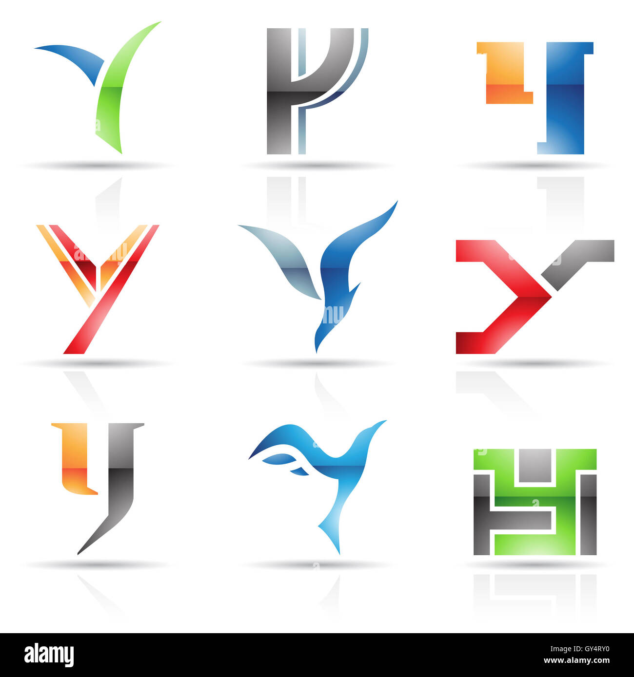 Vector illustration of abstract icons based on the letter Y Stock Photo ...