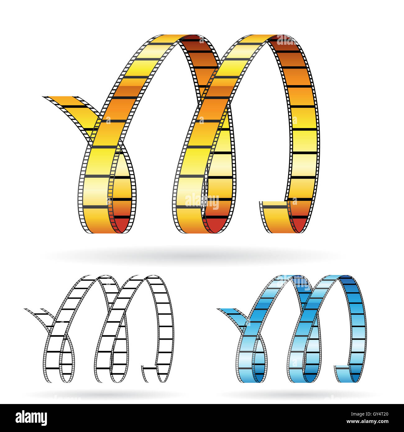 Vector illustration of film reels forming letter M to symbolize movies ...