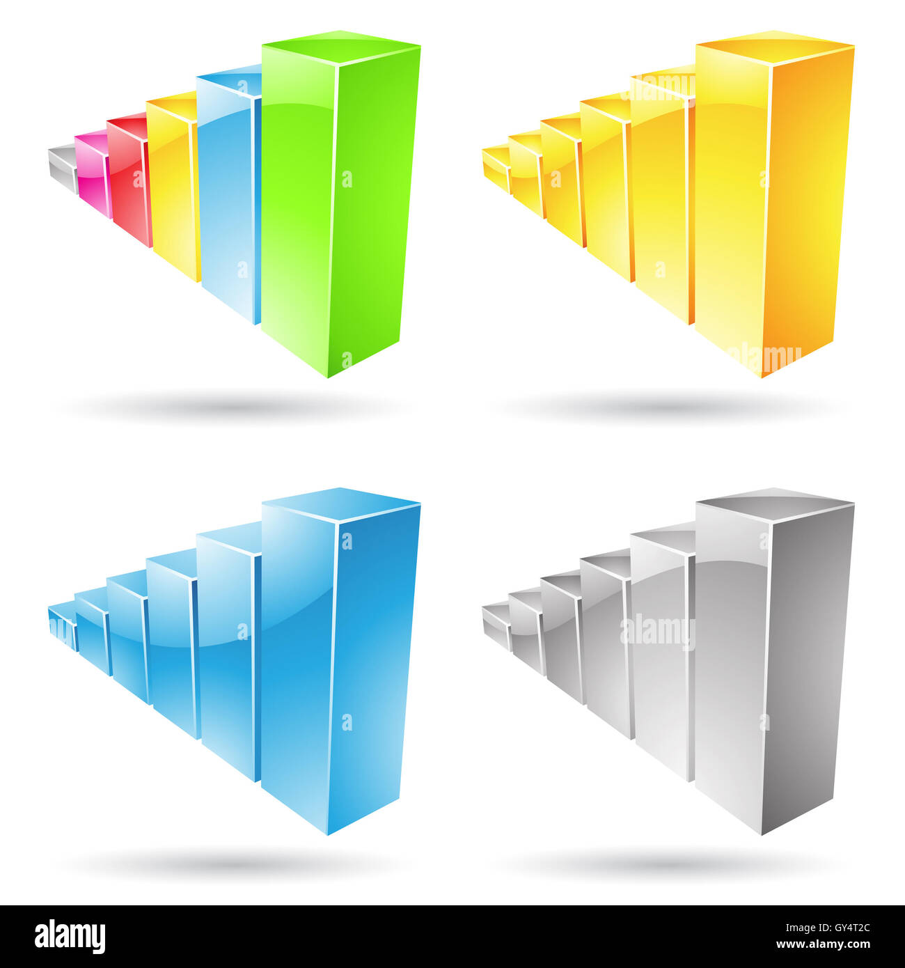 Vector illustration of colorful stat bar icons isolated on white Stock ...