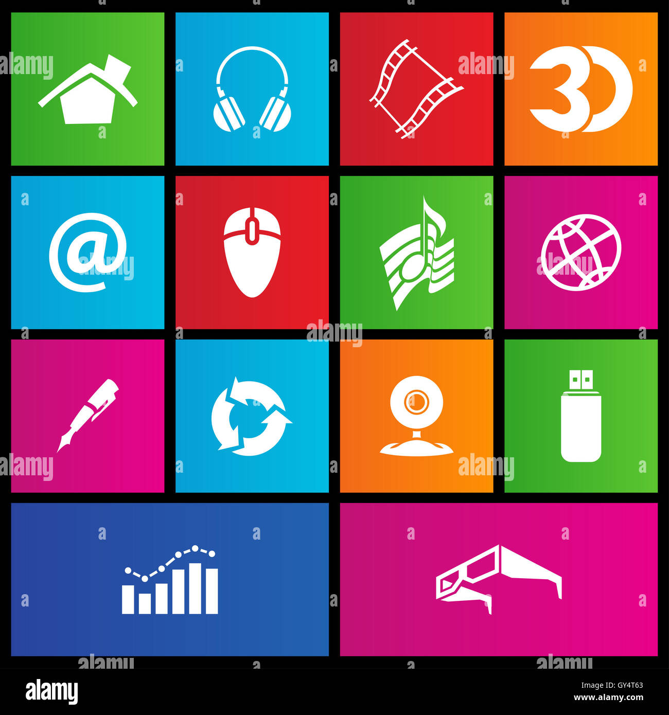 vector illustration of metro style web icons Stock Photo - Alamy
