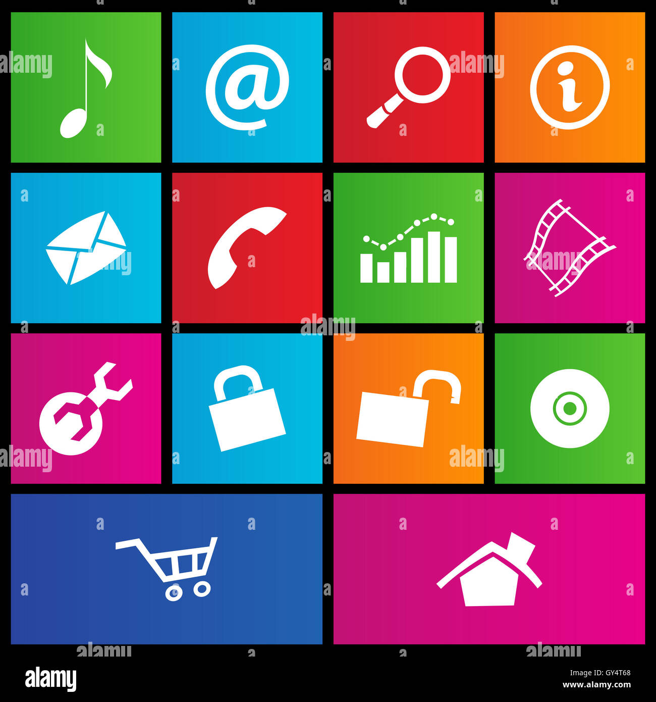 vector illustration of metro style web icons Stock Photo - Alamy