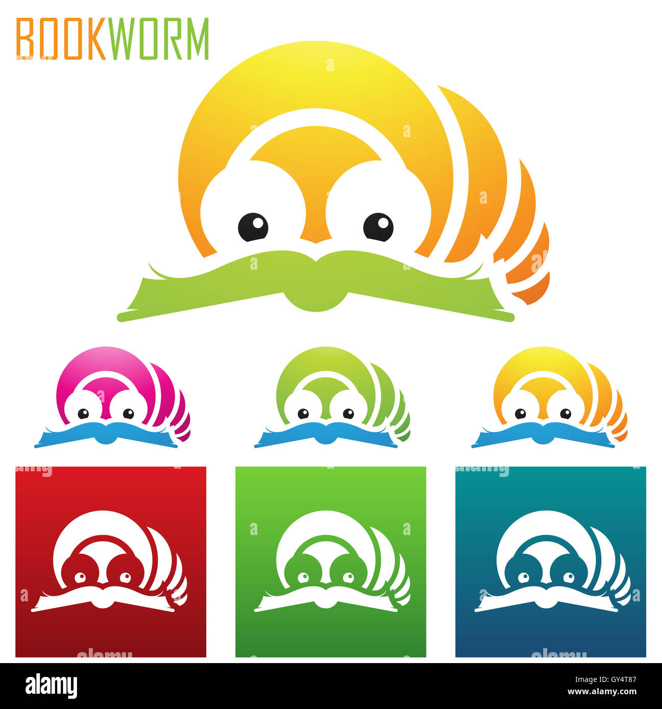vector eps illustration of book worm icons Stock Photo - Alamy
