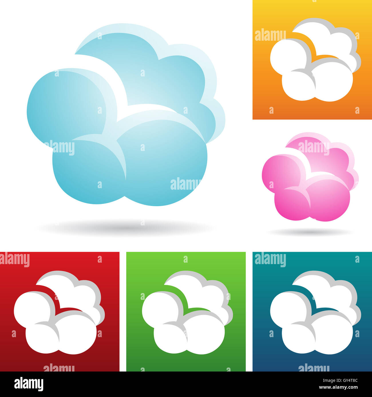 vector eps illustration of colorful cloud icons Stock Photo - Alamy
