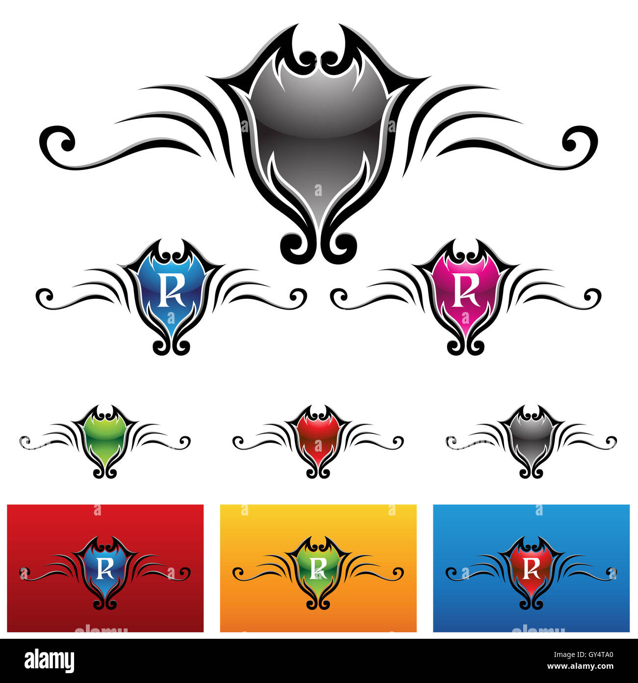 vector eps illustration of colorful royal emblems Stock Photo - Alamy