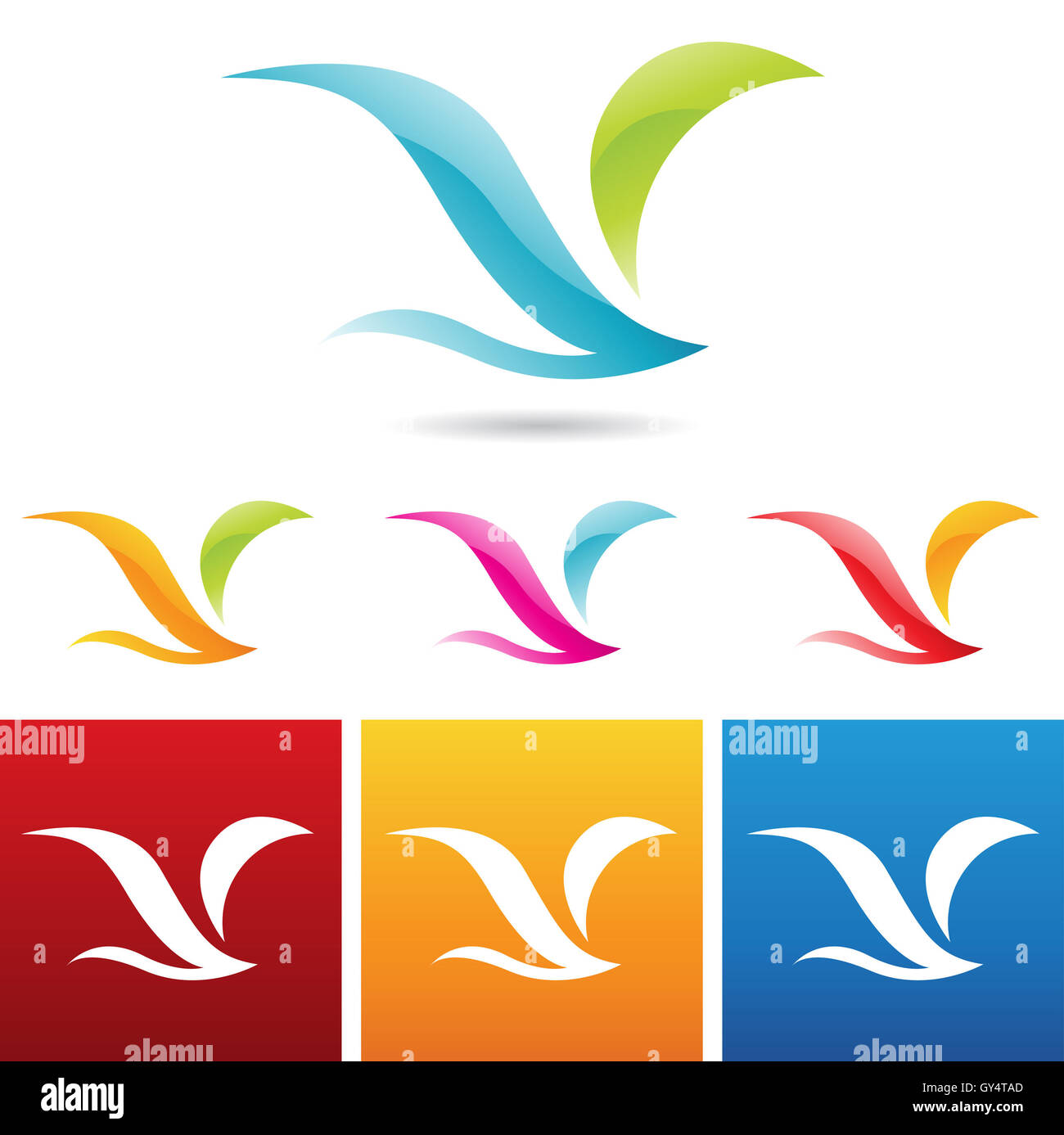 vector illustration of glossy abstract bird icons Stock Photo - Alamy