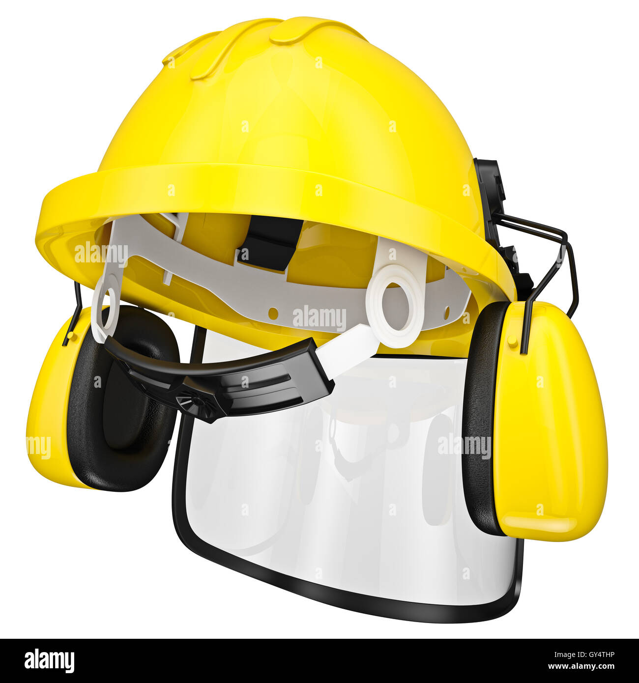 Headphones yellow construction helmet Cut Out Stock Images & Pictures ...