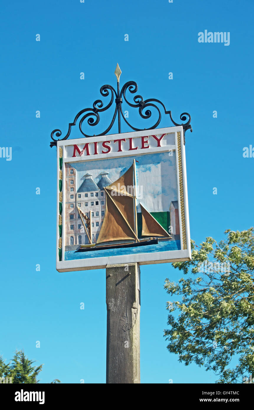 Mistley Village Sign, Essex, England Stock Photo - Alamy