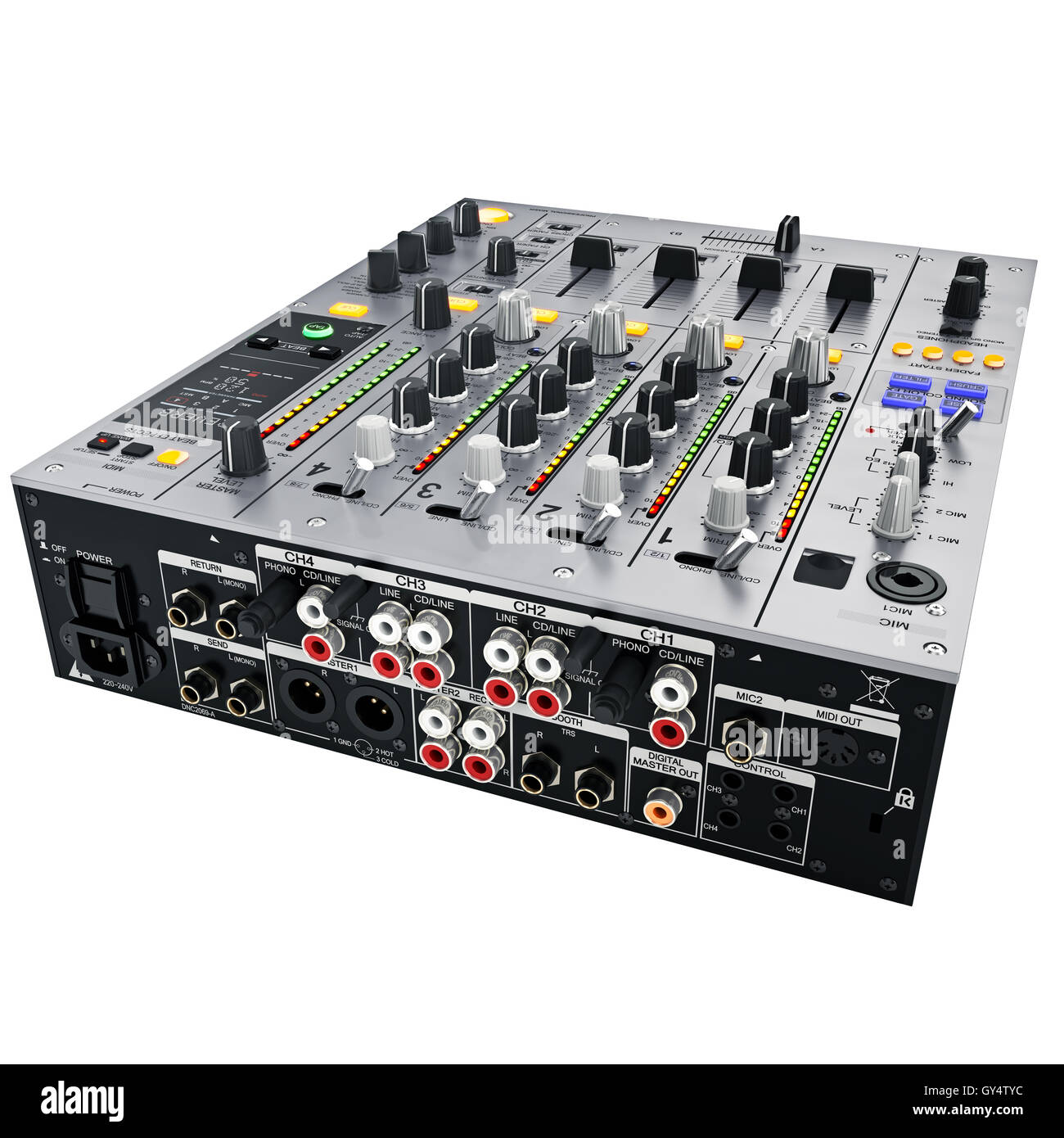 DJ Mixer back view Stock Photo - Alamy