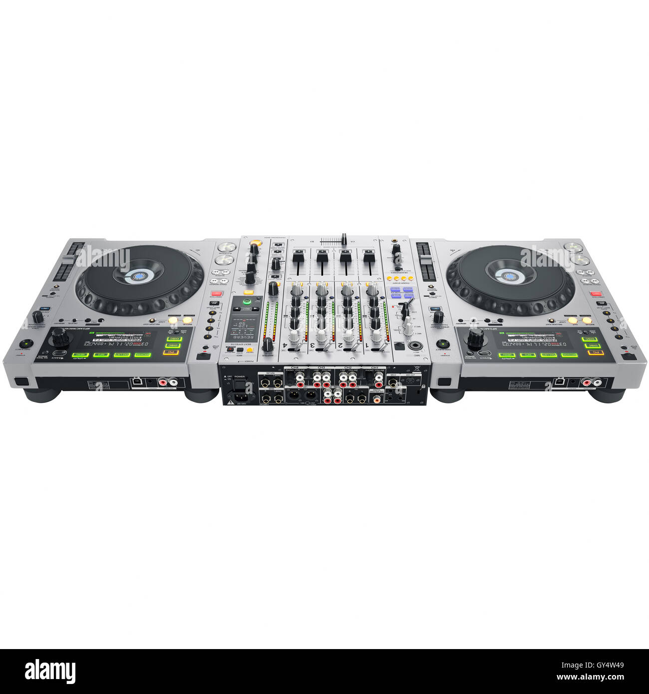 Dj set back view gray Stock Photo - Alamy