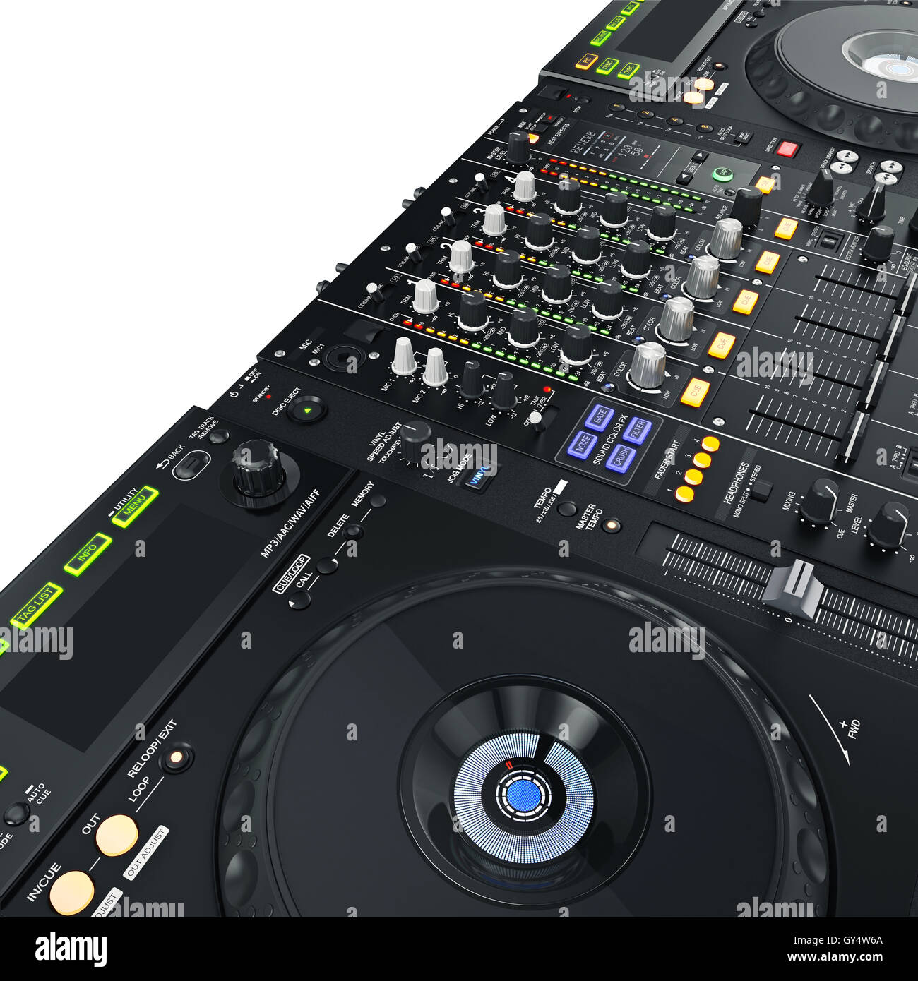 DJ set illuminated Stock Photo - Alamy